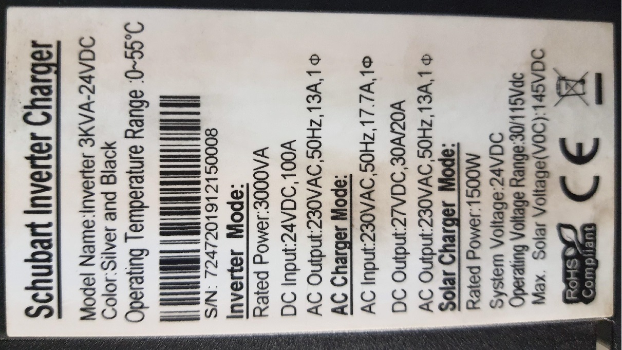 Schubart Inverter 3KVA (Axpert Clone) Error Code 09 - Inverters - Power ...