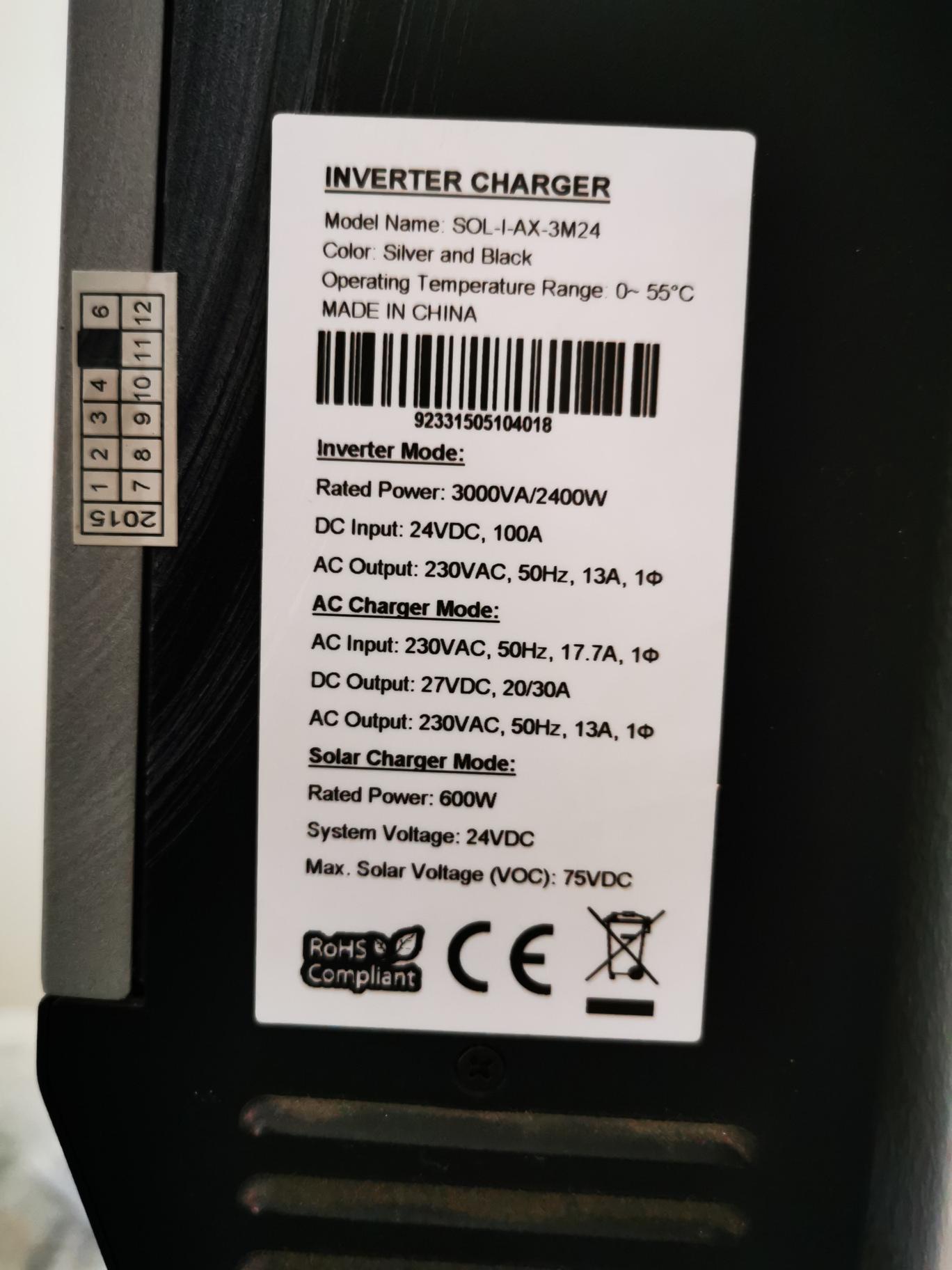Mecer/Axpert Sol I AX 3M24v not charging from mains - Inverters - Power ...