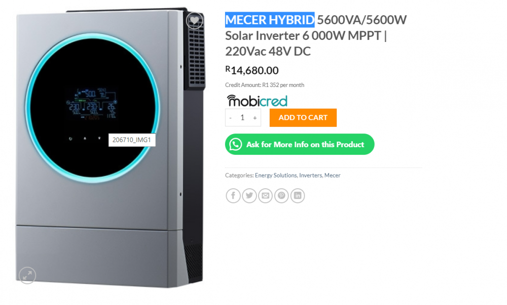 Mecer 5.6Kw Hybrid invereter - Starting In Solar? Feel free to ...