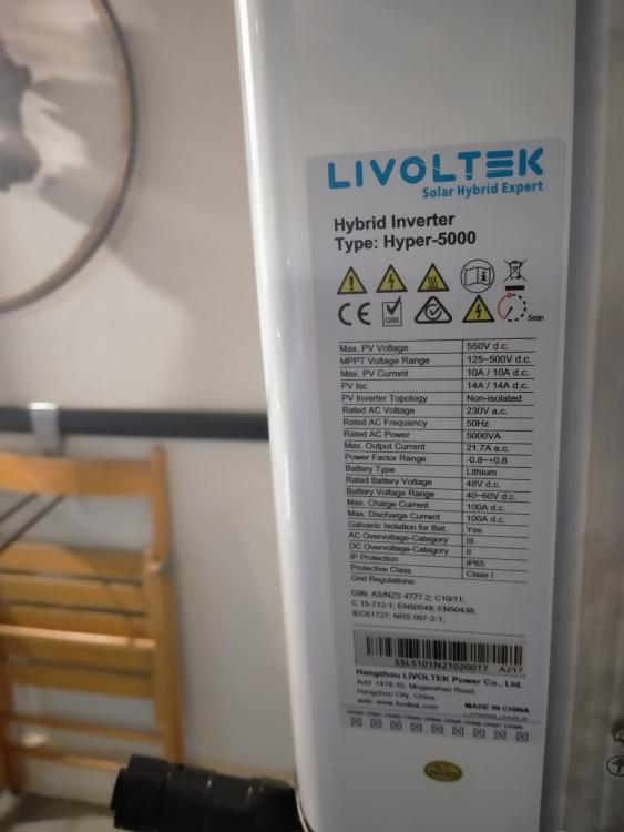 Livoltek Hyper 5000 Hybrid with 5kWh Livoltek Lithium BLF51-5 - Member ...