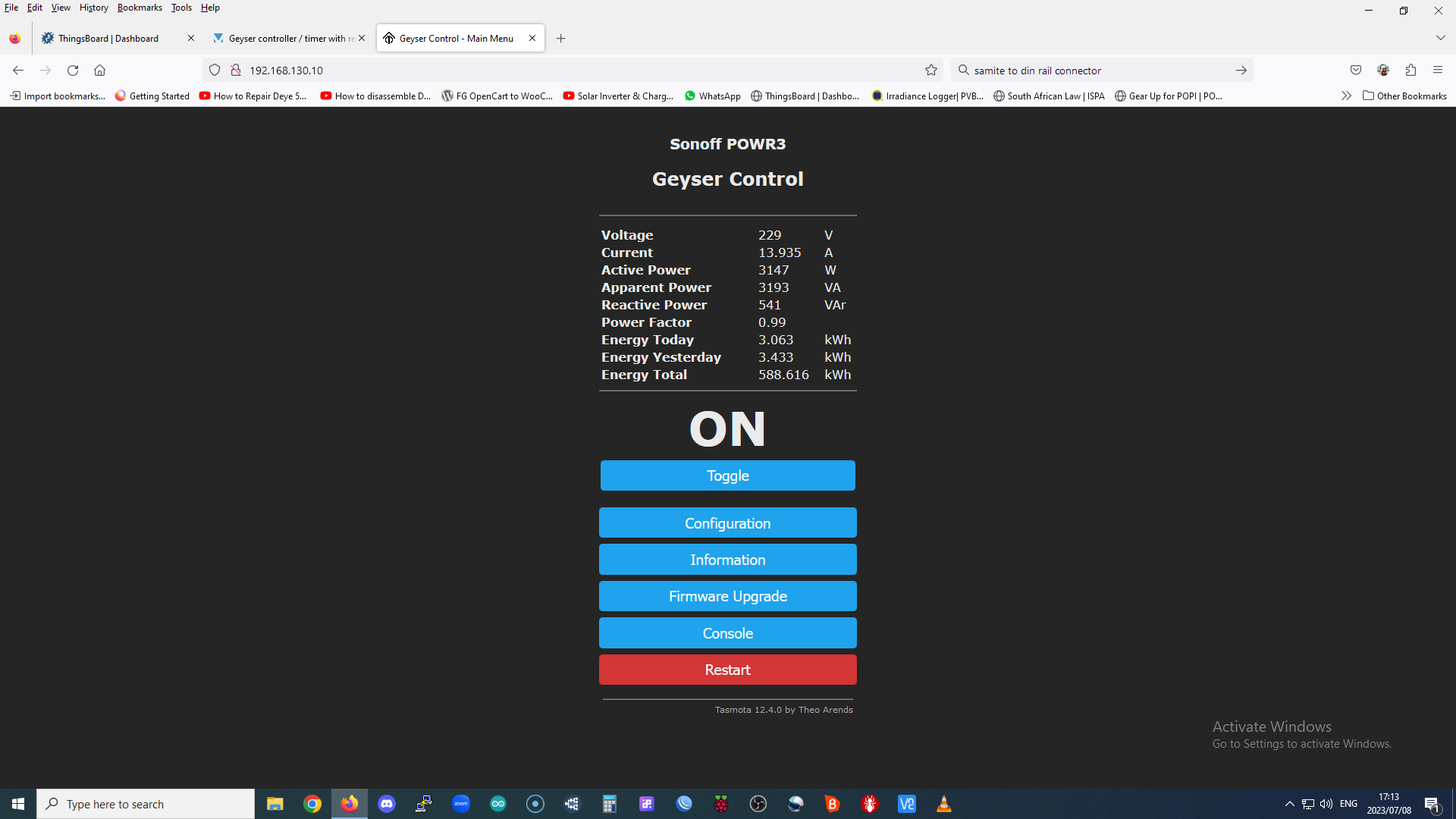 Geyser Controller Timer With Remote Access Water Heating And Pumping