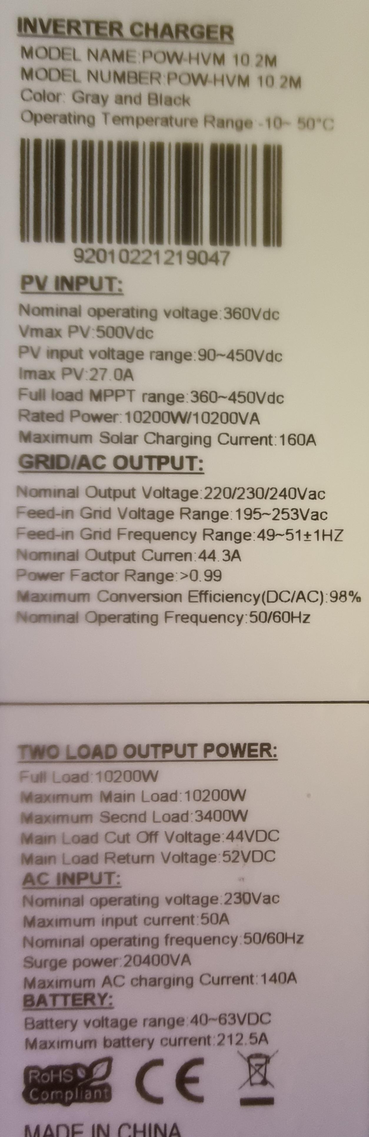 PowMr POW-HVM 10.2M just doing it's own thing! - Inverters - Power ...