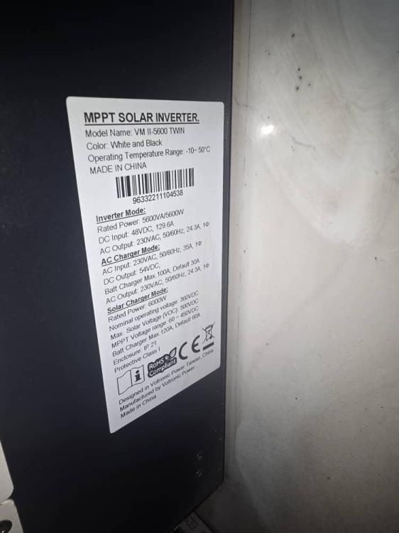 Voltronic Axpert VM II 5.6kW twen- 48V Inverter Displaying Incorrect ...